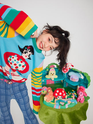 Rainbow Color Retro Striped Knitted Sweater - tntntutu – ARCANA ARCHIVE