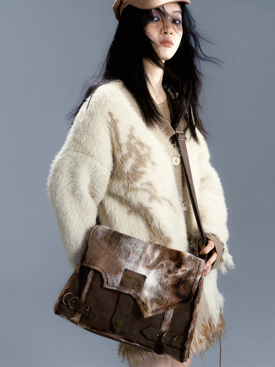 RETRO FUR PLUSH MESSENGER BAG -Cest Nouse – ARCANA ARCHIVE