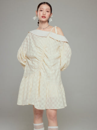 Asymmetric Loose Checkerboard One-Piece – ARCANA ARCHIVE