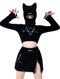 CAT EARS Masked Knitted Hat -PINKSPINK – ARCANA ARCHIVE