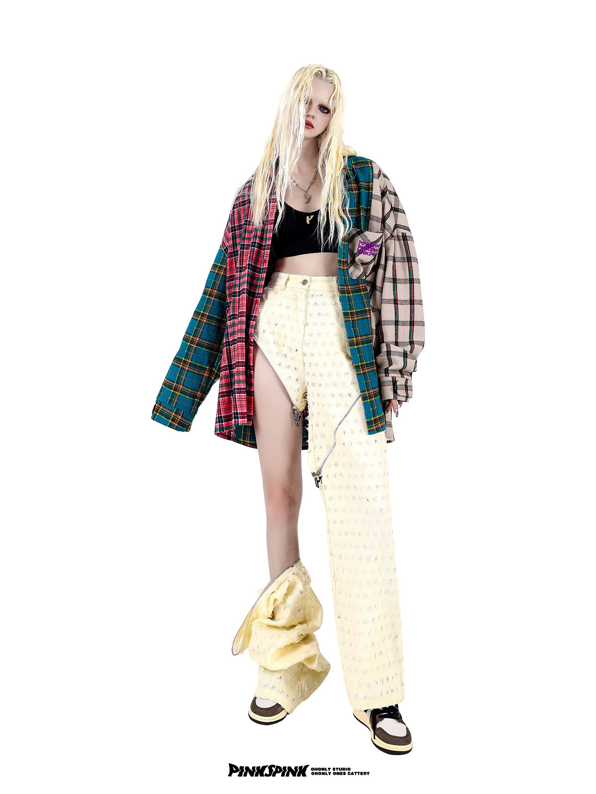 Unique Embroidery Wide-leg Fastener Pants - PINKSPINK – ARCANA ARCHIVE