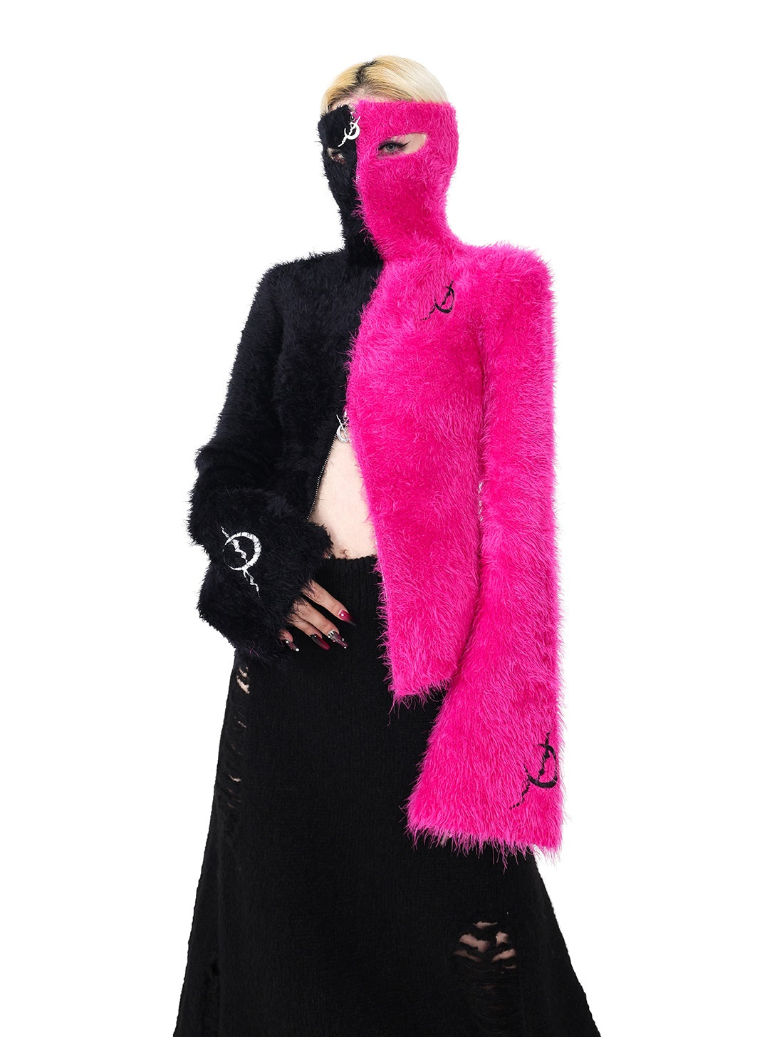 High Collar Double Head Bicolor Sweater – ARCANA ARCHIVE