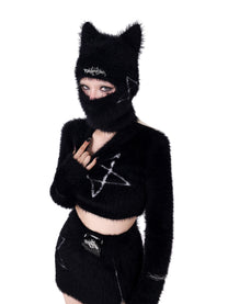 CAT EARS Masked Knitted Hat -PINKSPINK – ARCANA ARCHIVE