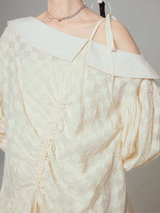 Asymmetric Loose Checkerboard One-Piece – ARCANA ARCHIVE