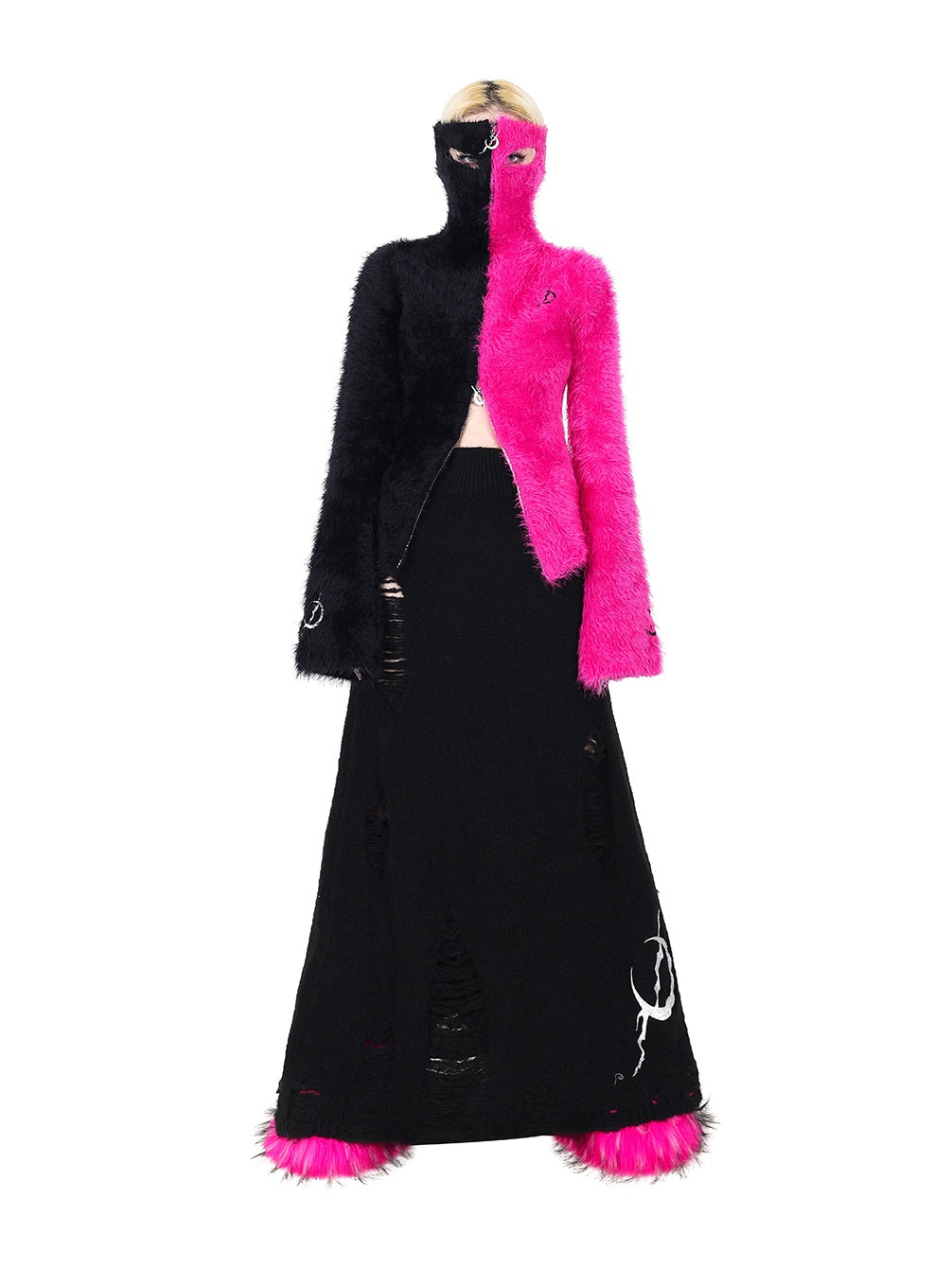 High Collar Double Head Bicolor Sweater – ARCANA ARCHIVE