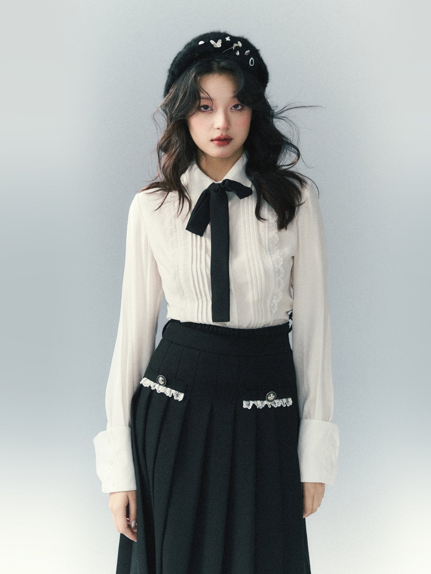 Tucker Pleated Lace Long-sleeved Shirt - SunsetPark – ARCANA ARCHIVE