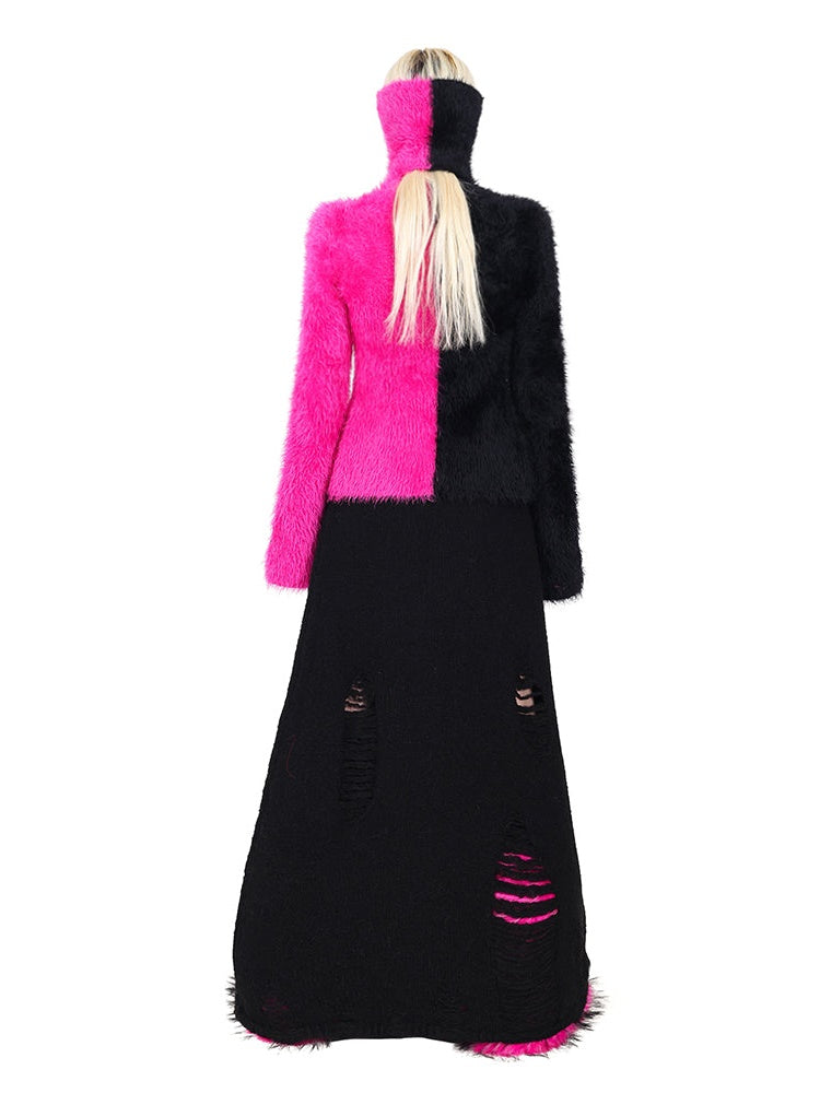 High Collar Double Head Bicolor Sweater – ARCANA ARCHIVE