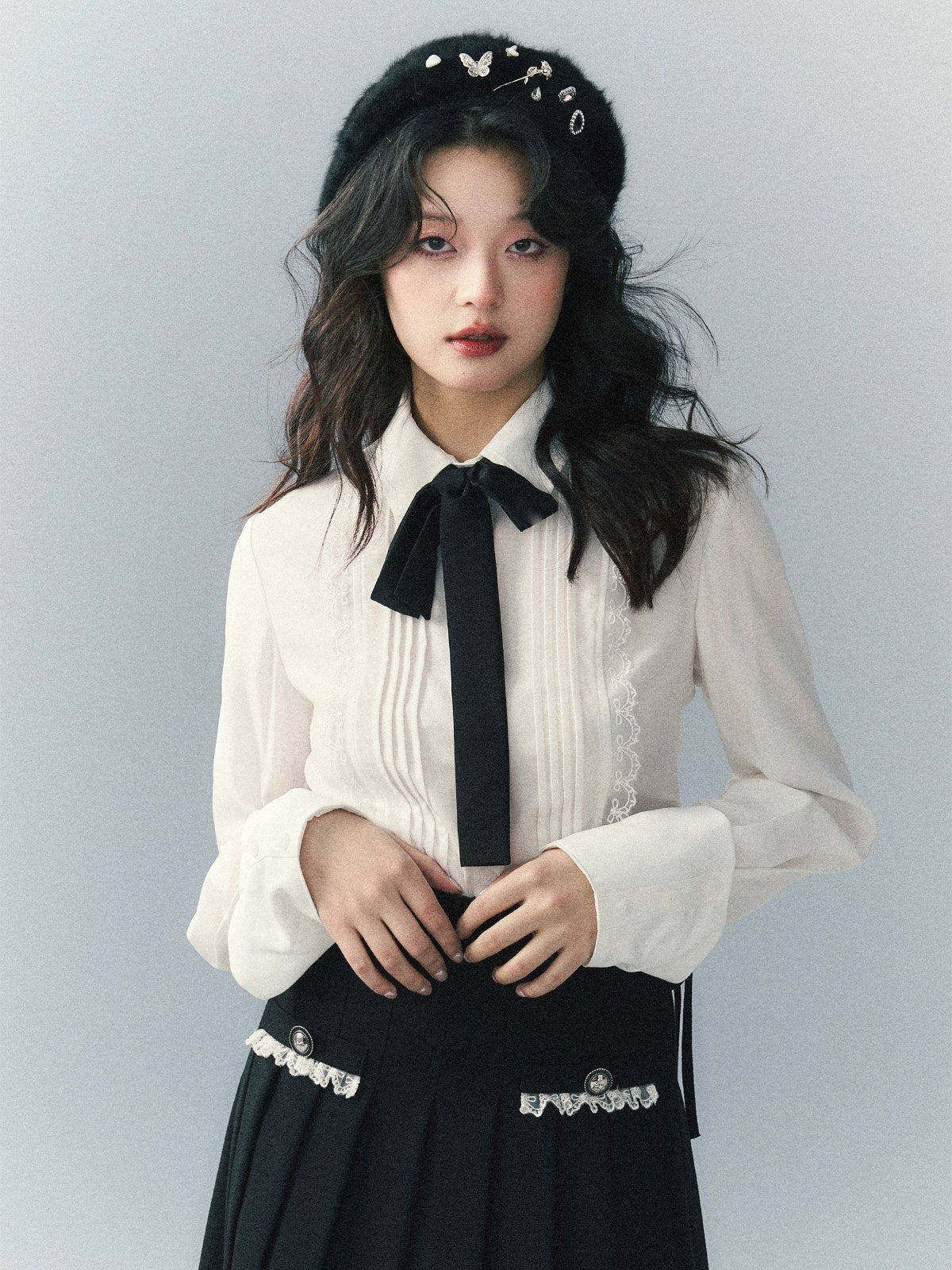 Tucker Pleated Lace Long-sleeved Shirt - SunsetPark – ARCANA ARCHIVE