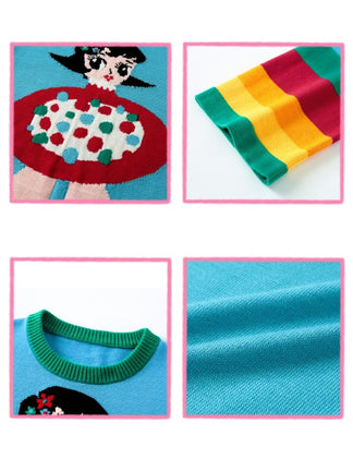 Rainbow Color Retro Striped Knitted Sweater - tntntutu – ARCANA ARCHIVE